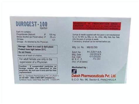 1ml Progesterone Injection Ip 50 Mg Ml Packaging Type Box At ₹ 74 Box In Panchkula