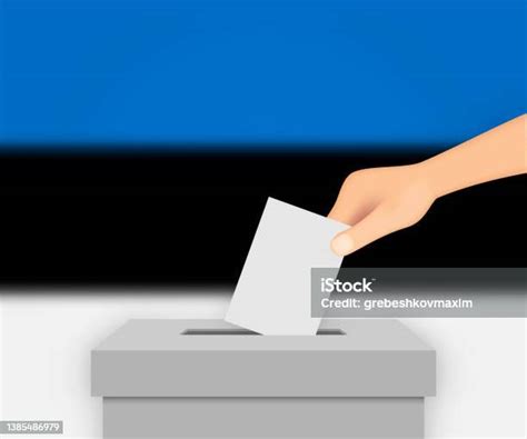 에스토니아 선거 배너 배경 디자인에 대한 흐린 플래그 템플릿이 있는 투표함 Referendum에 대한 스톡 벡터 아트 및 기타 이미지 Referendum 개념 국가