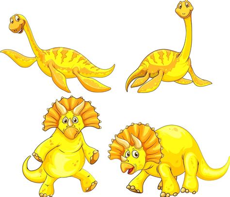 Set Of Yellow Dinosaur Cartoon Character 2594023 Vector Art At Vecteezy