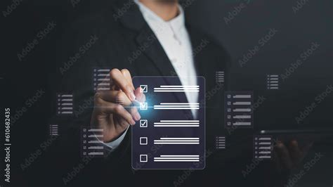 Checklist For Business Performance Monitoring Concept Online Survey Filling Out Digital Form