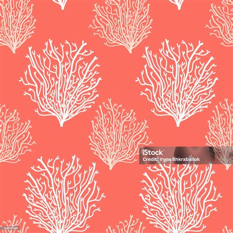 Cute Abstract Seamless Patterns In Trendy Living Coral 2019 Colors Stock Illustration Download