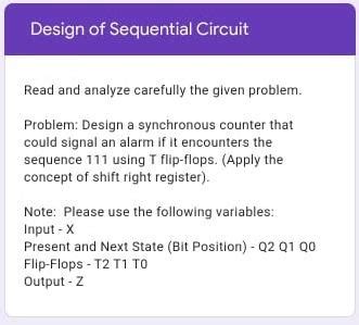 Solved Design Of Sequential Circuit Read And Analyze Chegg Com