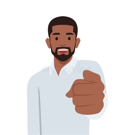 Standing Business Man Pointing With Index Finger At Viewer Stock