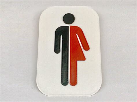 Unisex Gender Neutral Restroom Sign Up To 4 Colours By Wing Art