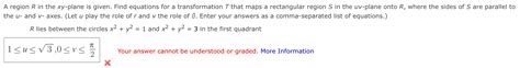Solved A Region R In The Xy Plane Is Given Find Equations Chegg