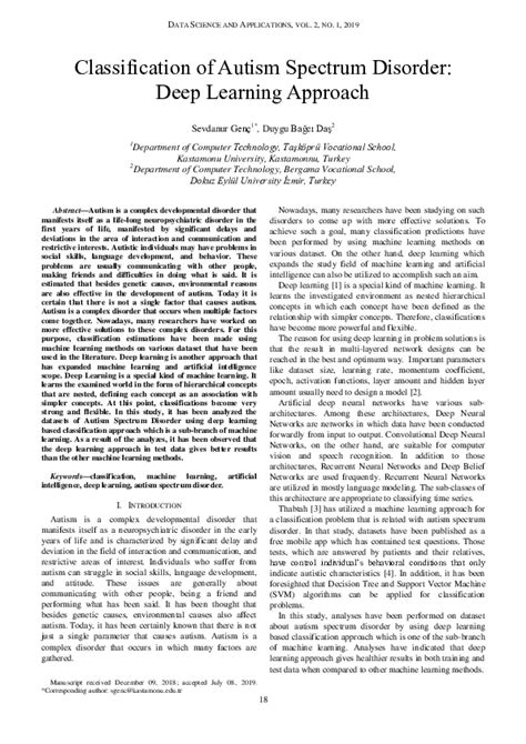 Pdf Classification Of Autism Spectrum Disorder Deep Learning Approach Sevdanur Genc