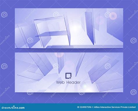 Social Media Banner Or Header Design Set With Glassmorphism Or Glass Sheet For Stock