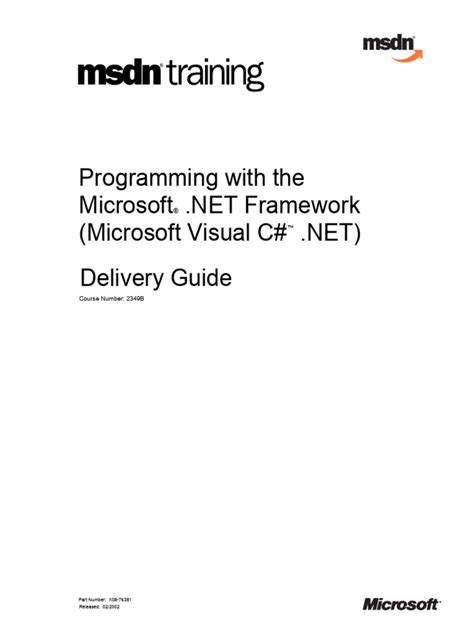 Moc 2349b Programming With The Microsoft Net Framework Microsoft
