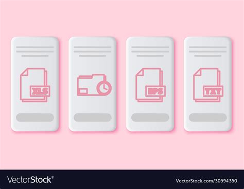 Set Line Xls File Document Document Folder Vector Image