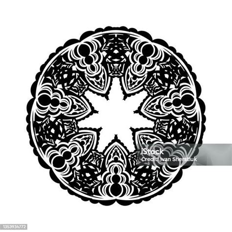 꽃 모양의 장식 장식품 만다라 로고 문신 인쇄 및 엽서에 적합합니다 흰색 배경에 격리 벡터 일러스트레이션 꽃 식물에 대한 스톡 벡터 아트 및 기타 이미지 Istock
