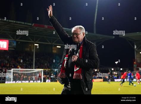 Welsh Folk Singer Dafydd Iwan Acknowledges The Crowd Before An International Friendly Match At