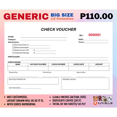 Generic Check Voucher 5x8 Carbonized Shopee Philippines