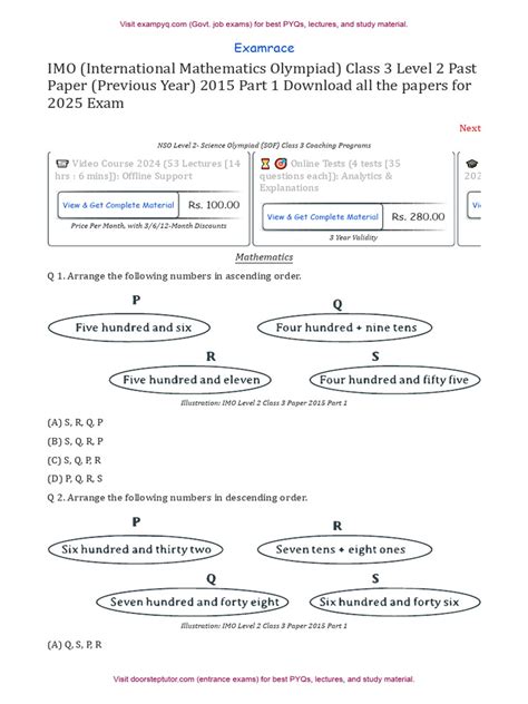 Imo Level 2 Class 3 Paper 2015 Part 1 Pdf