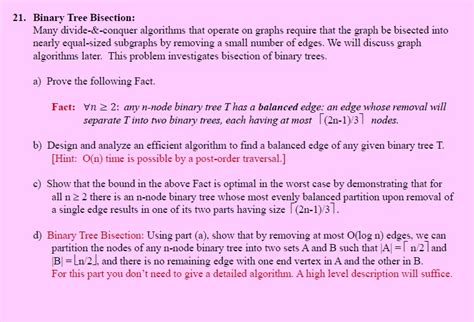 21 Binary Tree Bisection Many Divide And Conquer