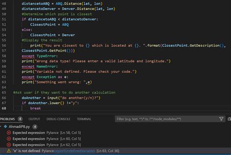 Solved 冖 Ahmadip8py 4 Expected Expression Pylance Ln 58