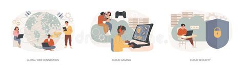Global Web Connection Isolated Concept Vector Illustration Set Stock Illustration