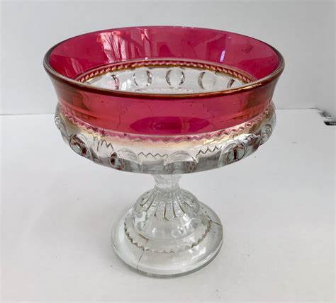 Vintage Indiana Glass Colony Ruby Red Thumbprint 7 12 Etsy