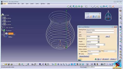 CATIA GENERATIVE SHAPE DESIGN Helix YouTube
