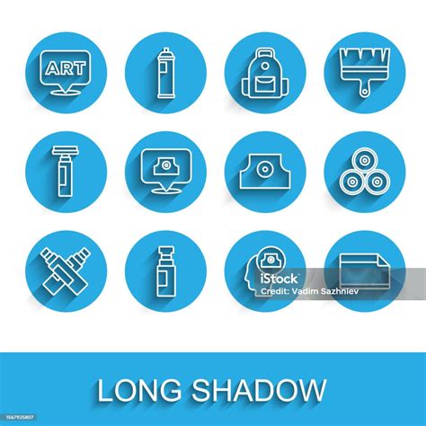 라인 마커 펜 텍스트 아트가 있는 말풍선 스프레이 캔 노즐 캡 종이 접착 스티커 페인트 스프레이 및 아이콘을 설정합니다 벡터