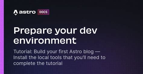 Prepare Your Dev Environment Docs