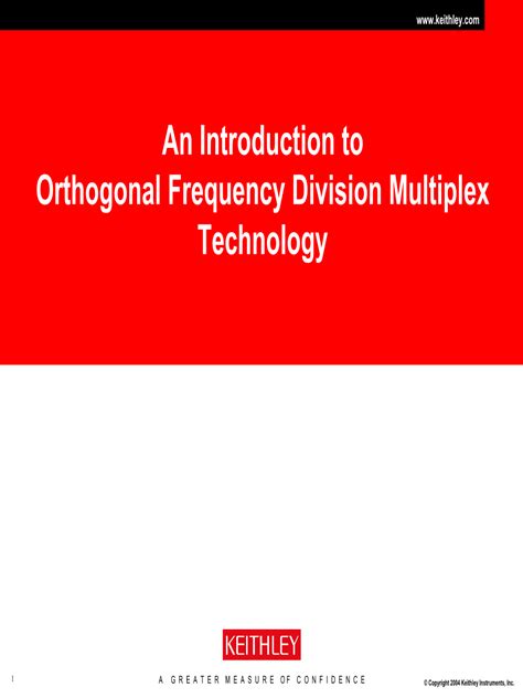 An Introduction To Orthogonal Frequency Division Multiplex Technology