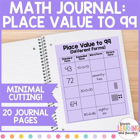 First Grade Math Journal Pages Place Value To 99 Tpt