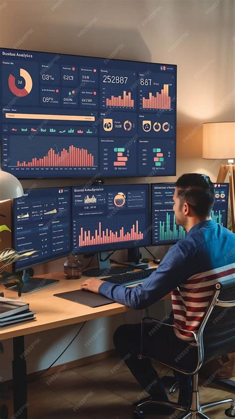 Data Analyst Working On Business Analytics Dashboard With Charts Metrics And Kpi To Analyze