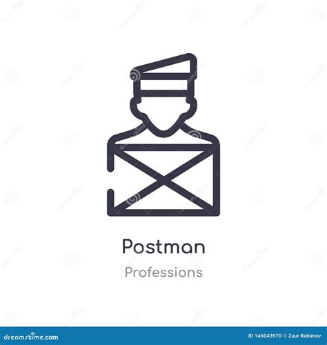 Postman Outline Icon Isolated Line Vector Illustration From Professions Collection Stock Vector