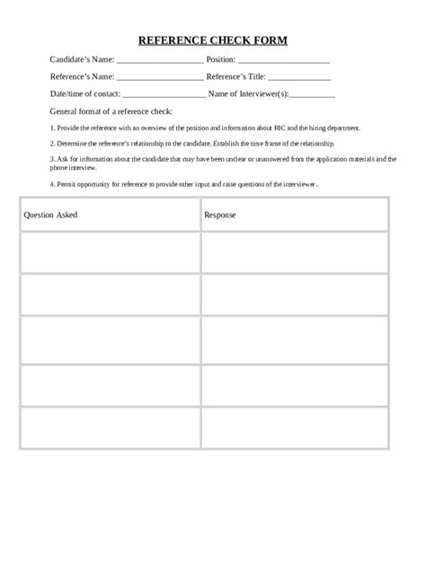 REFERENCE CHECK TEMPLATE AND SAMPLE Doc Template PdfFiller