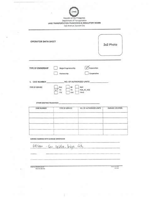 Operators Data Sheet Pdf