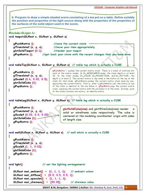 Cg Lab P6 Pdf Matrix Mathematics Shader