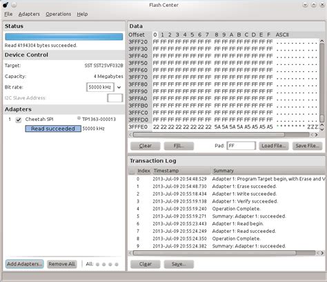 Programming Sst Spi Flash Using Cheetah Adapter And Flash Center