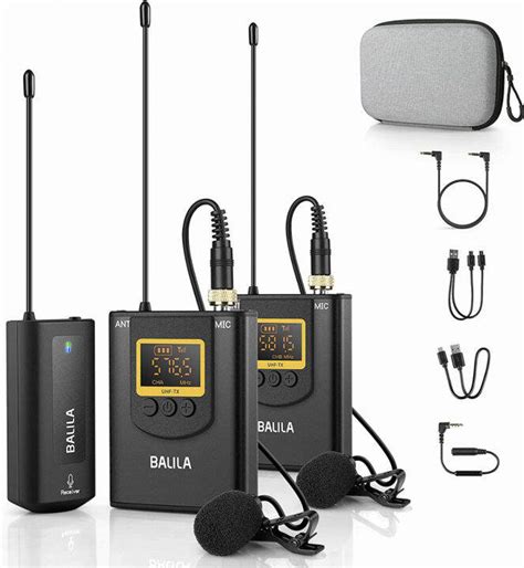 Wireless Lavalier Microphone System Balila Uhf Dual Lavalier Mic Lapel Microphone For Iphone