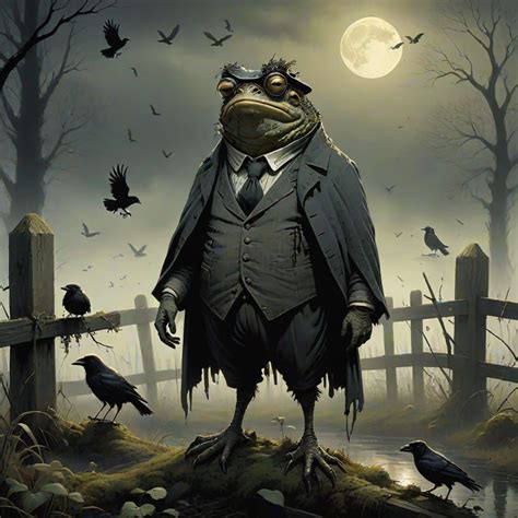 Toad Triumphs Over Crow In Dark Dreamlike Landsca Ai Art