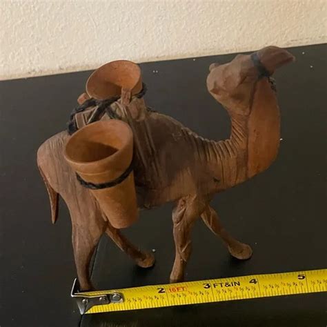 Accents Vintage Camel Figurines Wooden Hand Carved Figure W Water Jugs Poshmark
