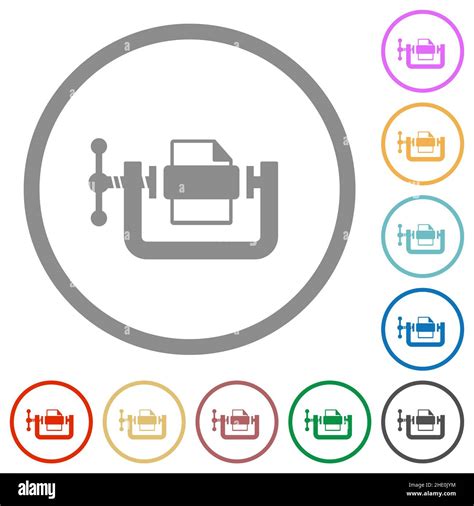 File Compression Solid Flat Color Icons In Round Outlines On White Background Stock Vector Image