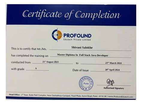 Shivani Salokhe On Linkedin Fullstack Java Certificationcomplete