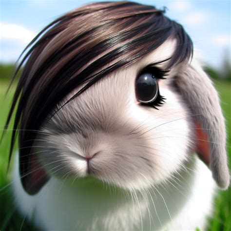 Emo Bunny Captivating Rabbit In Emo Style In Grass Field Ai Art