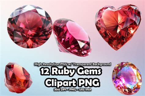 12 Ruby Gems Clipart Png Graphic By Printztopbrand · Creative Fabrica
