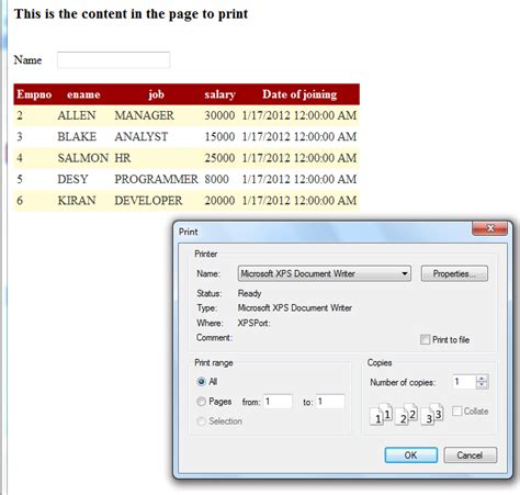 Dot Net Island How To Print Div Data In Using Javascript