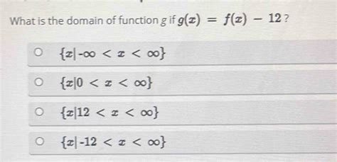 Solved What Is The Domain Of Function G If Gxfx 12 X ∈fty X0