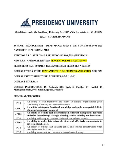 Fundamentals Of Business Analytics Handout Final Apr23 Pdf Analytics Data Analysis
