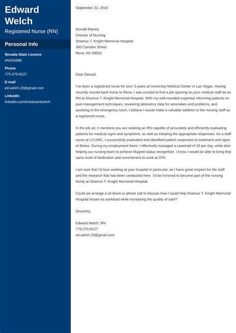Nurse Cover Letters 2021 Nursing Cover Letter Examples Fillable