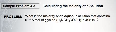 Solved Calculating The Molarity Of A Solution Problem What