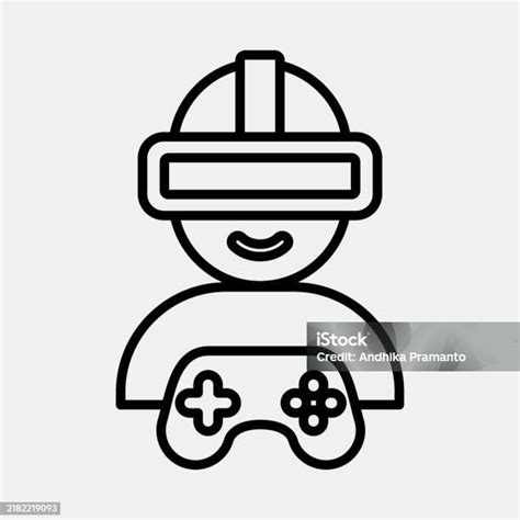 아이콘 가상 현실 E스포츠 게임 요소 선 스타일의 아이콘입니다 인쇄물 포스터 로고 광고 인포그래픽 등에 적합합니다 3차원 형태에 대한 스톡 벡터 아트 및 기타 이미지