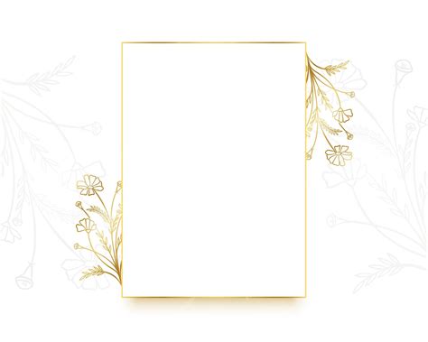 황금 꽃 초대 카드 디자인 로얄 프레임 무료 벡터