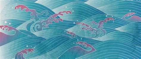 Traditional Japanese Wave Pattern Vector Luxury Oriental Ocean Wave Metallic Line Art Pattern