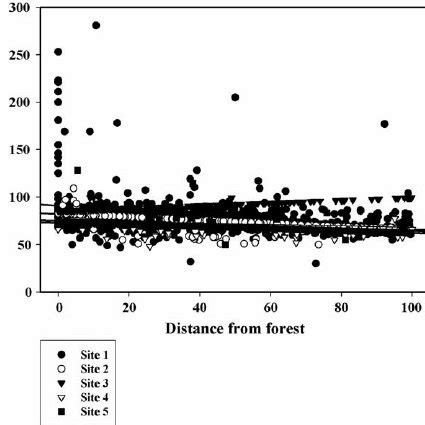 Tree Age And Distance Relationship At All Sites The Estimate Of Tree Download Scientific