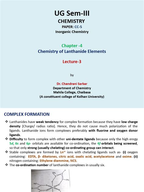 3rd Lecture On Chemistry Of Lanthanide Elements Pdf Lanthanide Coordination Complex