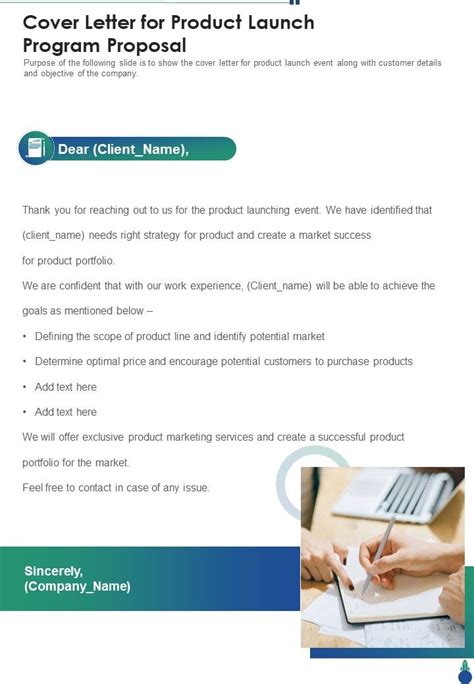 Cover Letter For Product Launch Program Proposal One Pager Sample Example Document